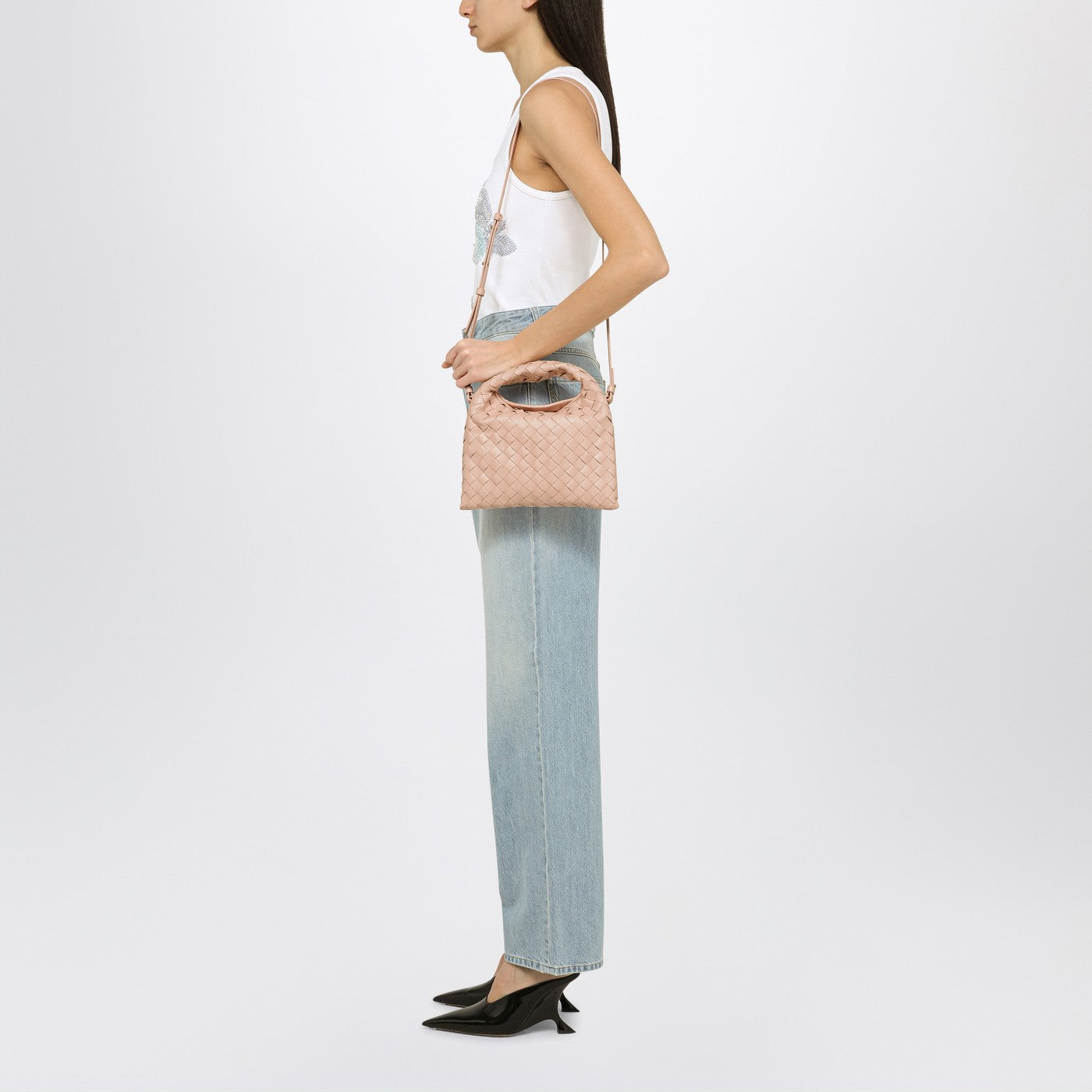 BOTTEGA VENETA Pale pink Mini Hop crossbody bag | TheDoubleF