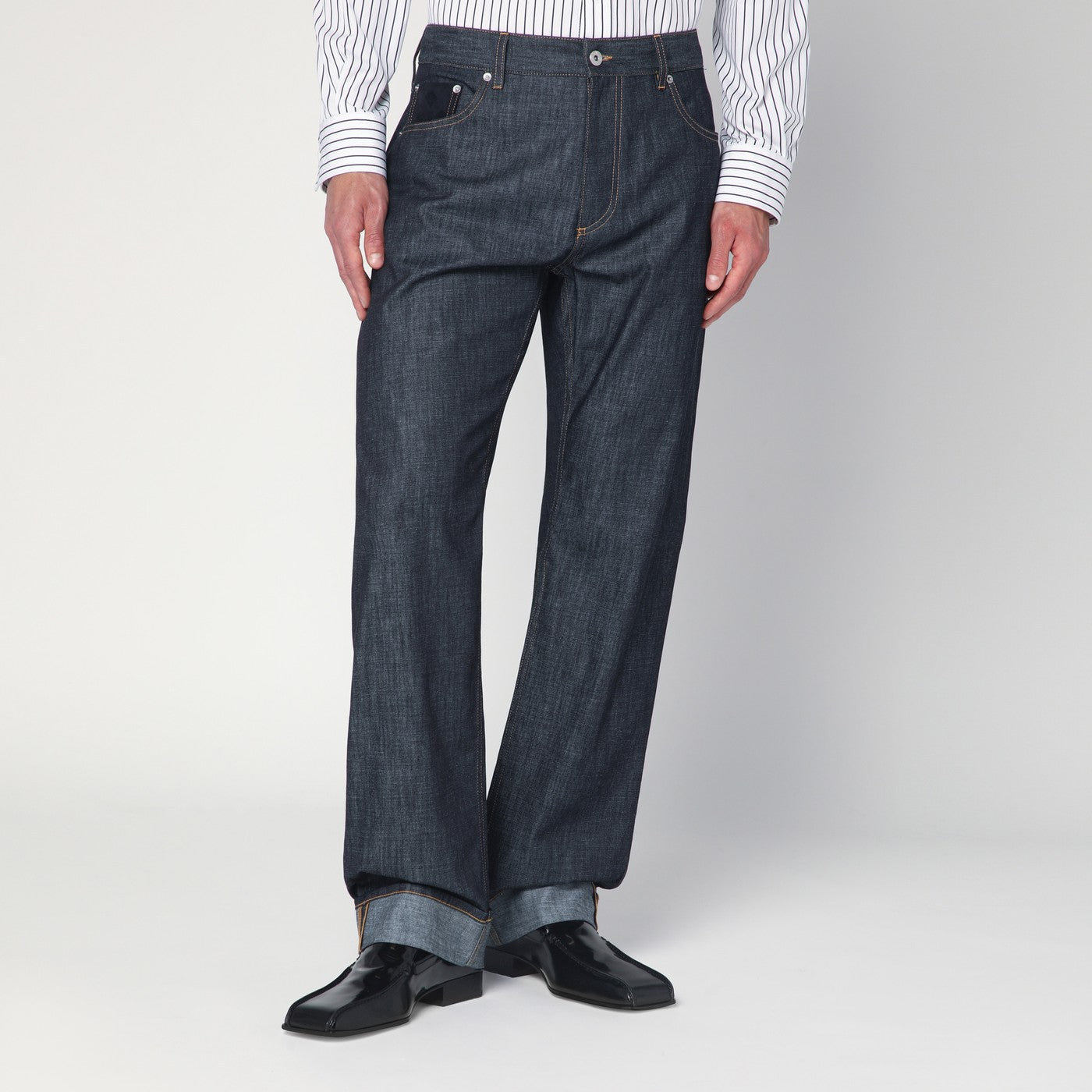 BOTTEGA VENETA Indigo blue jeans with cuff | TheDoubleF