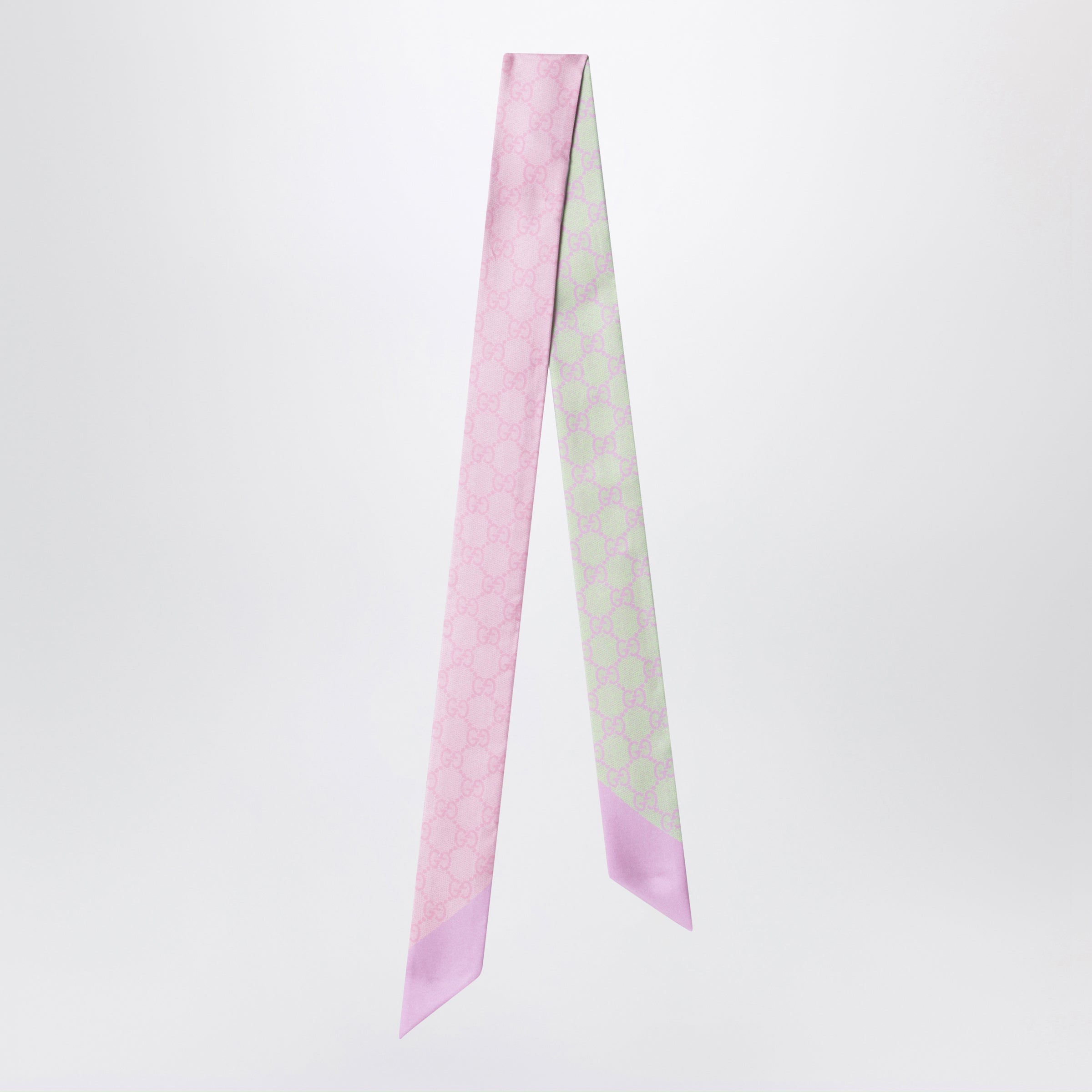GUCCI Foulard sottile in seta con motivo GG rosa/acquamarina | TheDoubleF