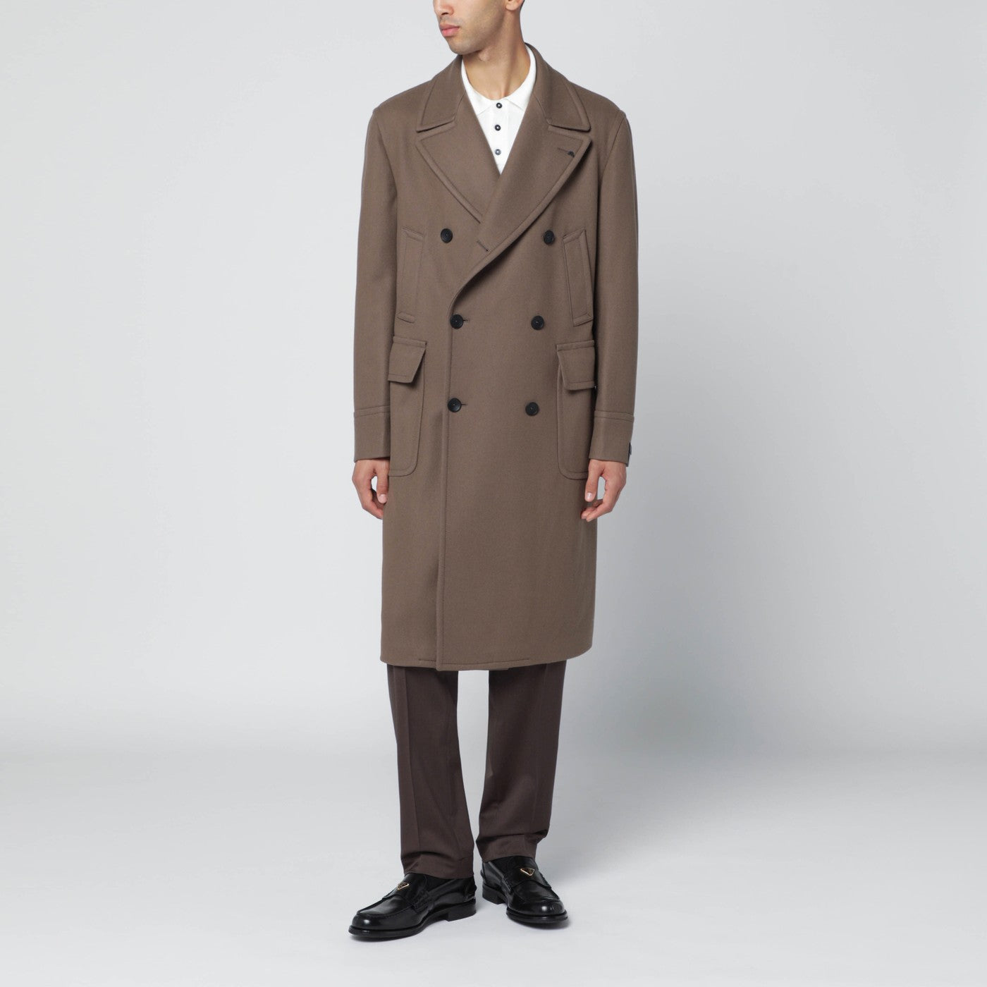 TAGLIATORE Cappotto doppiopetto color taupe in misto lana | TheDoubleF