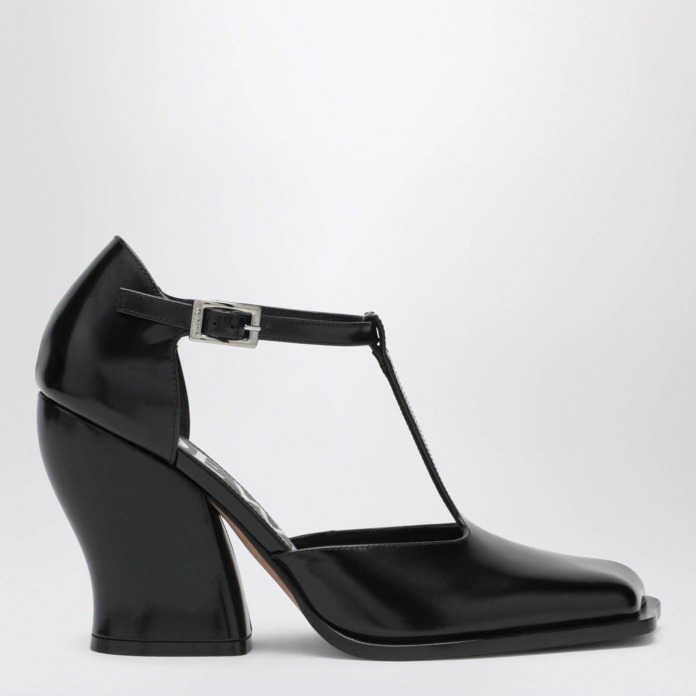 Loewe Black Onda T-bar pumps in polished leather | TheDoubleF