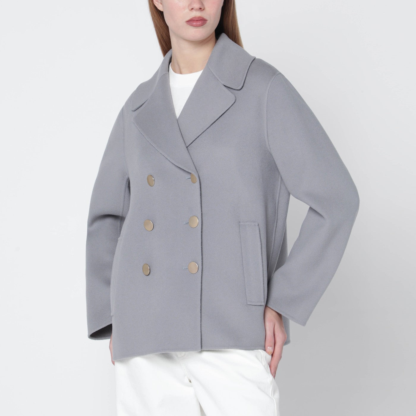 MAX MARA S Giacca color avio in drap di lana | TheDoubleF