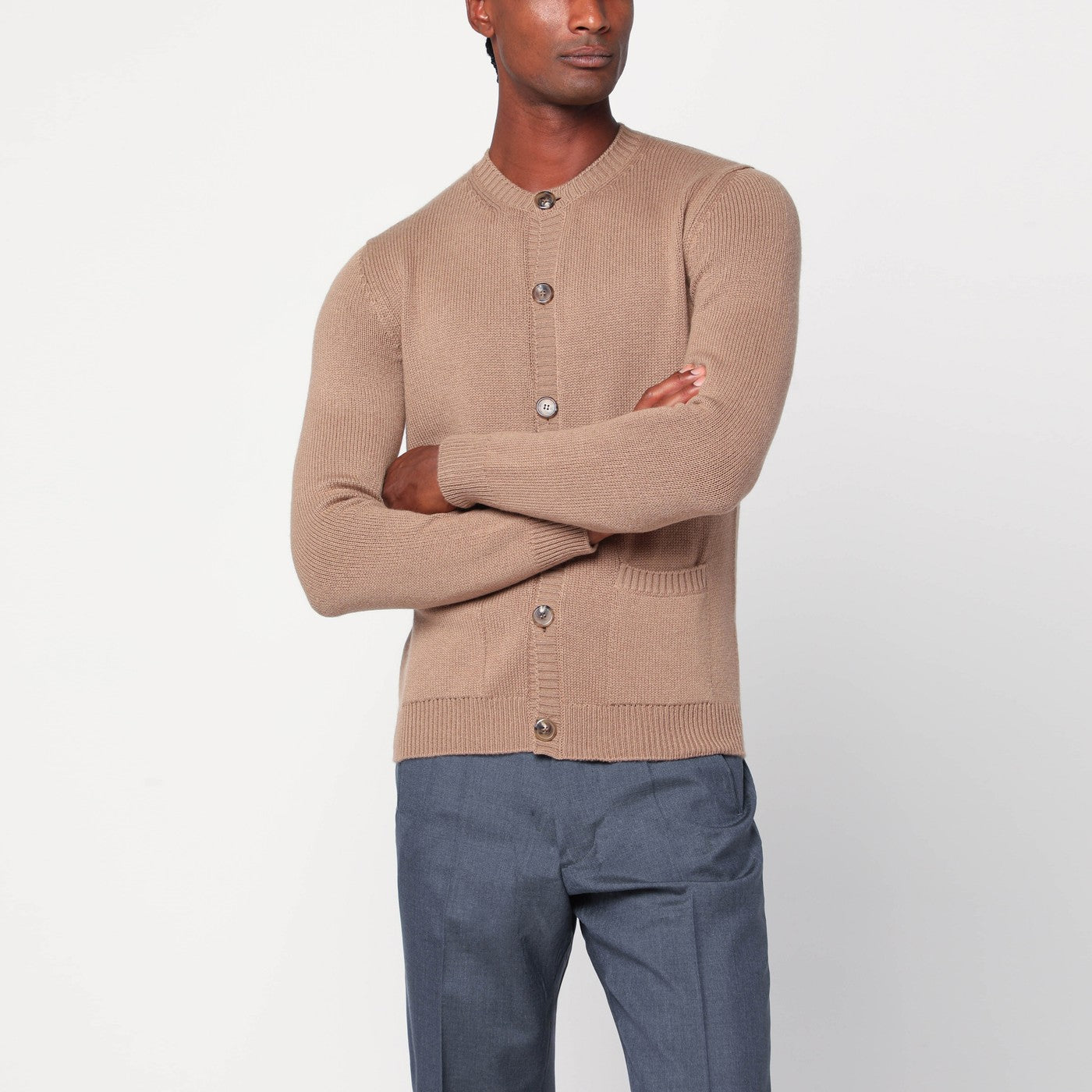 PRADA Cardigan color cammello in cashmere | TheDoubleF
